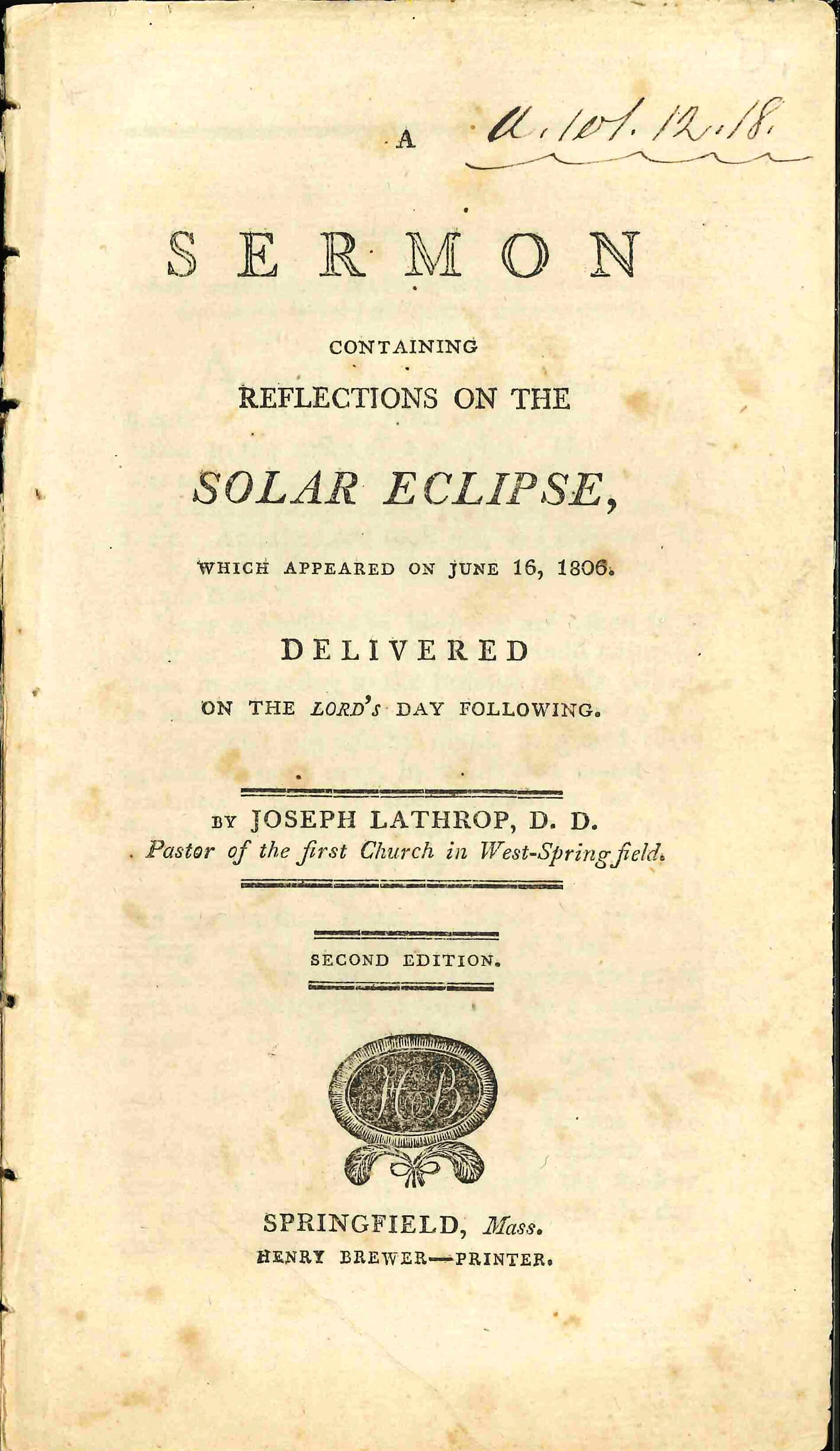 Sermon - Solar Eclipse - 1806 - WallBuilders