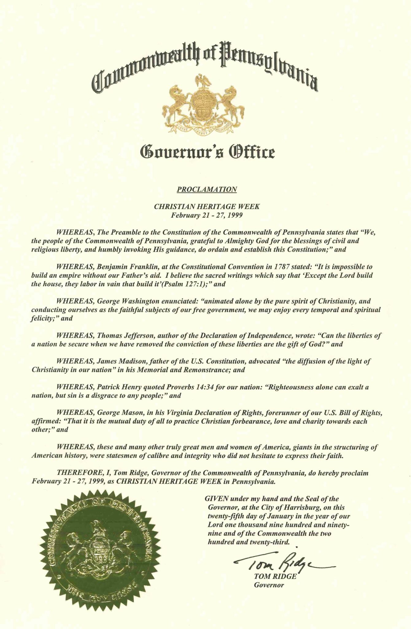 Pennsylvania 1999 - WallBuilders