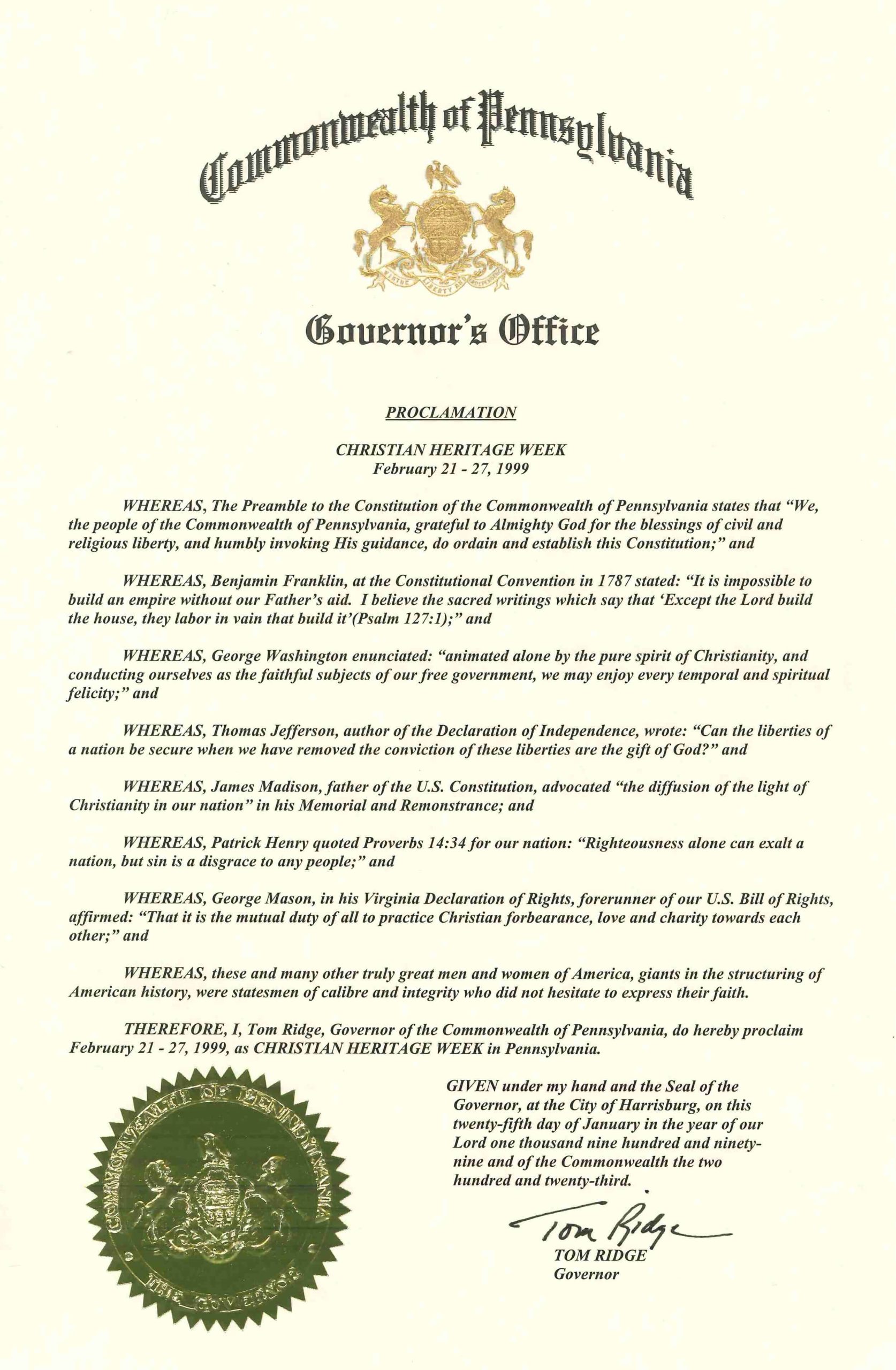 Pennsylvania 1999 - WallBuilders