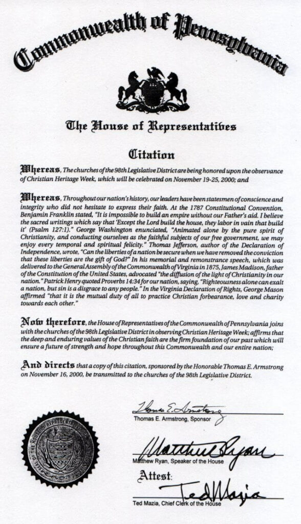 Pennsylvania 2000 - WallBuilders