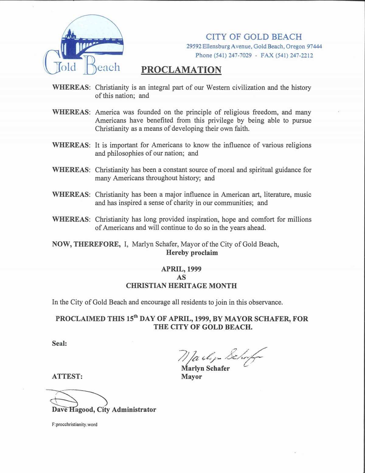 Gold Beach, Oregon 1999 - WallBuilders