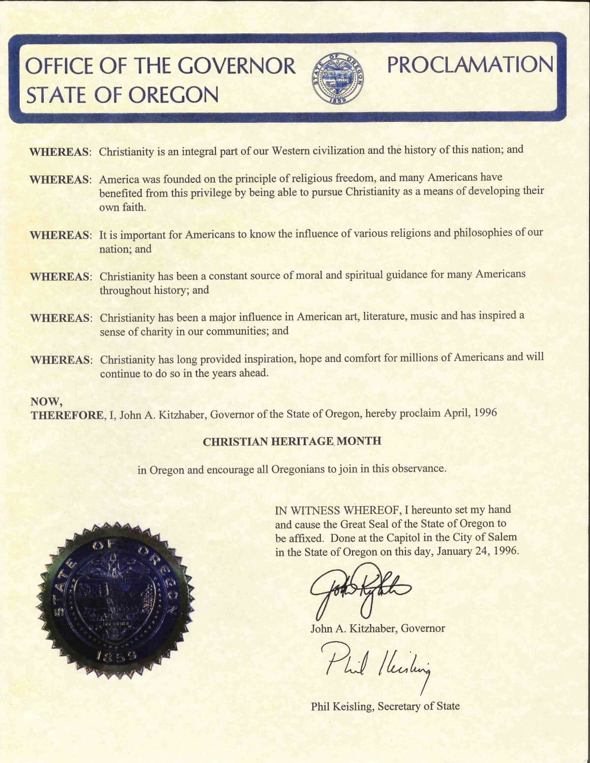 Oregon 1996 - WallBuilders