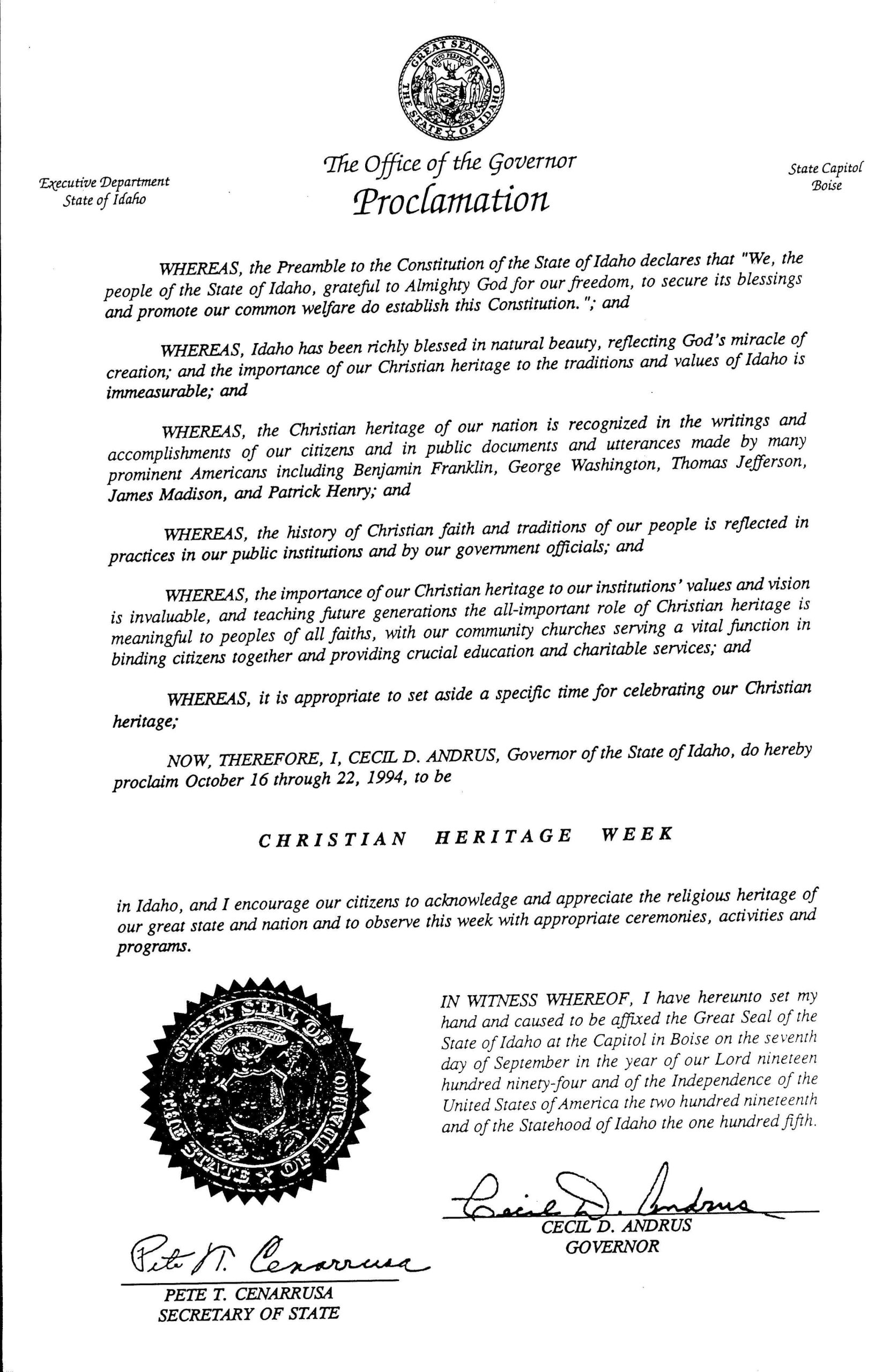 Idaho 1994 - WallBuilders